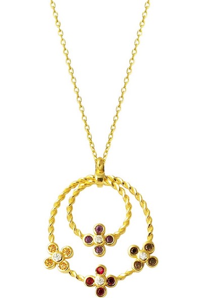 Bilezikci Hayat Çiçeği Halka Altın Kolye