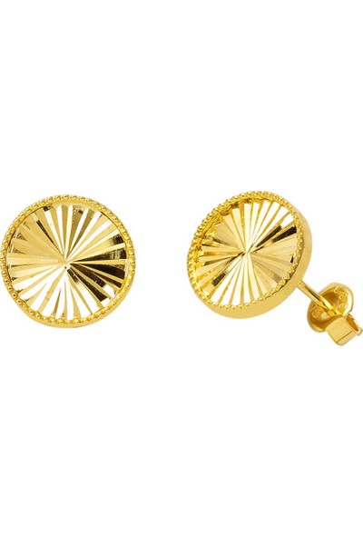 Bilezikci Güneş Diski Yuvarlak Altın Küpe