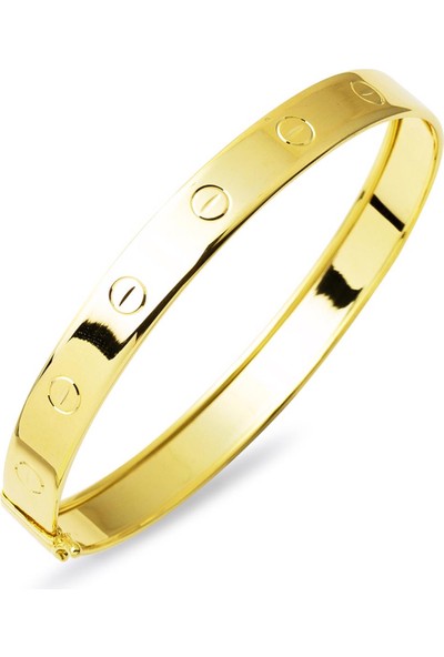 Bilezikci Vida Detaylı Taşsız Kelepçe Altın Bilezik