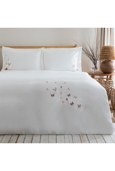 Chakra Butterfly Çift Kişilik Nevresim Seti 200 x 220 cm Beyaz