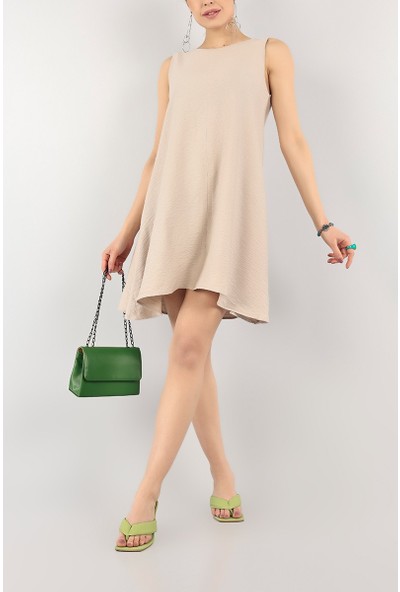 Ona Avc Bayan Bisiket Yaka Kolsuz Elbise