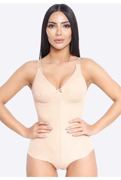 Yamuna Tüm Vücut Korse Ten Anında 2 Beden Incelten Toparlayıcı Sıkılaştıran Şekillendirici Çıtçıtlı Zıbın