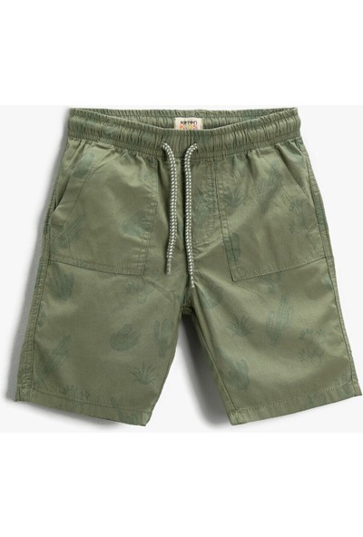 Koton Kaktüs Baskılı Şort Cepli Diz Üstü Pamuklu