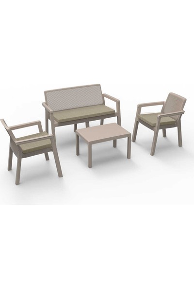 Violet Prestij 2+1+1 Çöl Beji 4lü Bahçe Balkon Masa Muhabbet Takımı