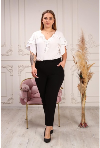 Kadın Büyük Beden Dar Paça Kumaş Pantolon