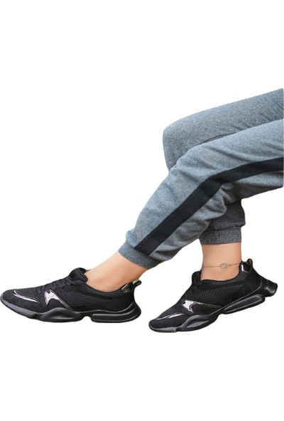 Süet Bağcıklı Hologramlı Spor Ayakkabı