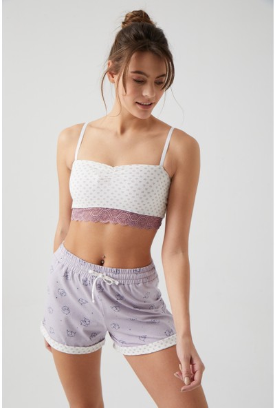 Hays Kadın Kalp Baskılı Çıkarılabilir Pedli Dantelli Sütyen