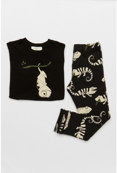 Hays Kız Çocuk Bukalemun Desenli Uzun Pijama Takımı