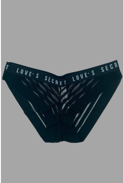 Kadın Siyah Lazer Kesim Transparan Külot