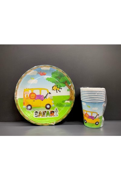 My Party Ready Safari Doğum Günü Karton Tabak Bardak Seti My Party Ready Safari Doğum Günü Karton Tabak Bardak Seti