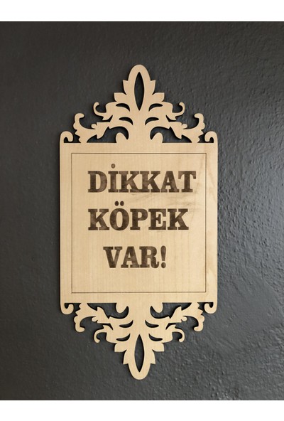 Ahşap Dekoratif Dikkat Köpek Var Levhası Ahşap Dekoratif Dikkat Köpek Var Levhası