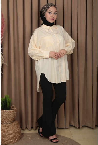 Yağızlar Kadın Bej Arkası Körüklü Kolu Pileli Gömlek Yağızlar Kadın Bej Arkası Körüklü Kolu Pileli Gömlek