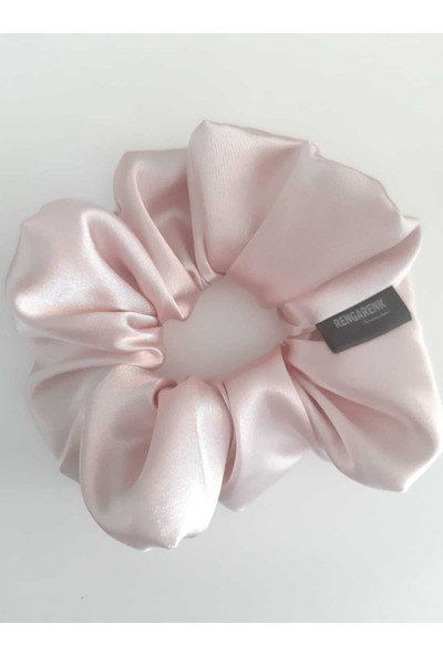Rengarenk Krem Saten Orta Boy Tekli Kadın Scrunchie Toka Rengarenk Krem Saten Orta Boy Tekli Kadın Scrunchie Toka
