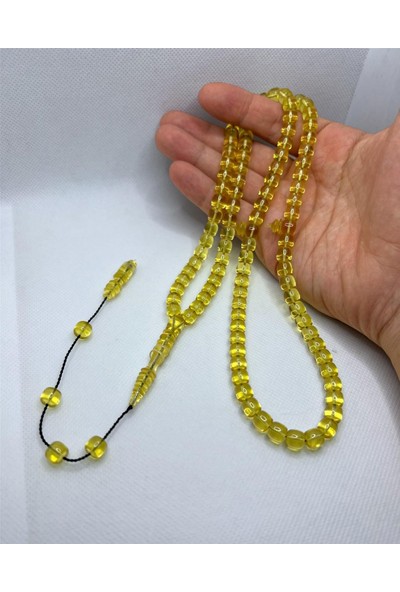 Kehribar Store Ateş Kehribar 99 Luk Namaz Tesbihi Sistemli Tekerlek Kesim Halkalı Imame Usta Işçilikli