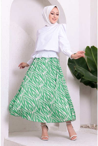 İmaj Butik Karpuz Kol Gipeli Tesettür Bluz/beyaz