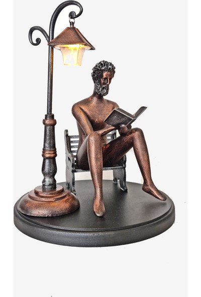 Kitap Okuyan Insan Figürü Büyük Boy Biblo Bakır Profösör Kitap Okuyan Insan Figürü Büyük Boy Biblo Bakır Profösör