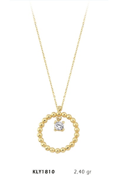 Harem Altın 14 Ayar Altın Halka Motifli Tektaş Kolye KLY1810