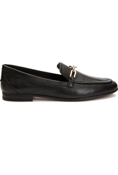 Siyah Kadın Deri Loafer