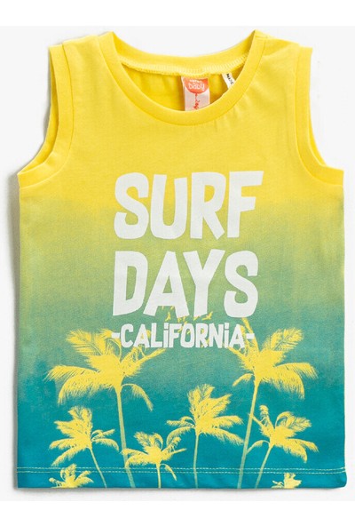 Koton Palmiye Baskılı Atlet Bisiklet Yaka Pamuklu