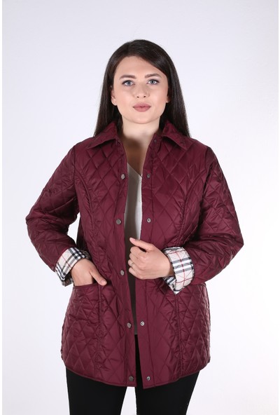 Brendon Kadın Kapitone Büyük Beden Mont 16406 Bordo 22S32016406