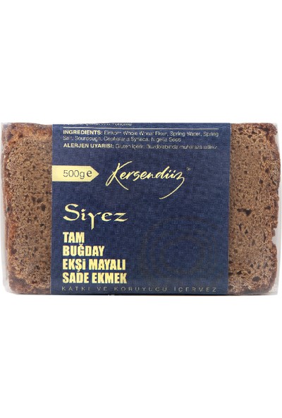 Kersendüz %100 Siyez Tam Buğday Ekşi Mayalı Sade Ekmek (500 Gr)