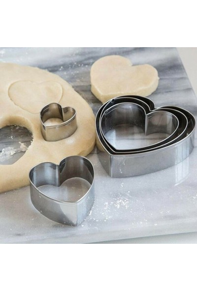 Ega Toptan Kurabiye Kalıbı Metal Kalp 5 Parça