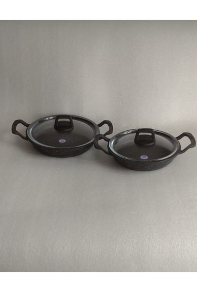 Gülsan Aleminyum Döküm Granit Sahan Set Cam Kapaklı