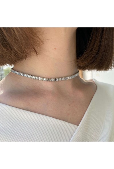 Modamugo Zirkon Baget Taşlı Suyolu Kolye, Choker Model
