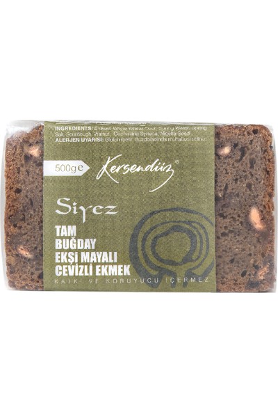Kersendüz %100 Siyez Tam Buğday Ekşi Mayalı Cevizli Ekmek (500 Gr)
