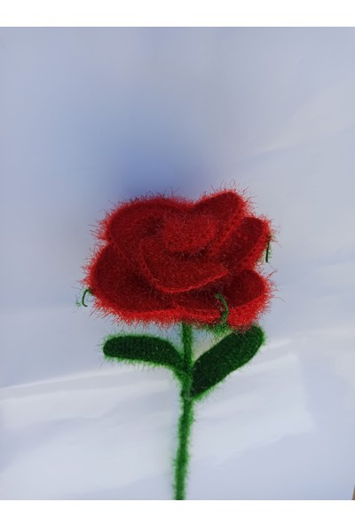 Modatac Kırmızı Gül Örme Yapay Çiçek