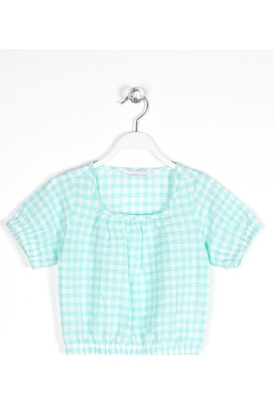 Zepkids Kız Çocuk Mini Kareli Kol ve Bel Lastikli Tshirt 9-12 Yaş