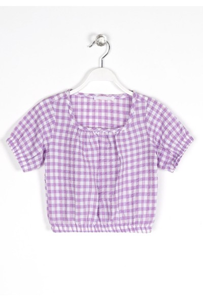 Zepkids Kız Çocuk Mini Kareli Kol ve Bel Lastikli Tshirt 9-12 Yaş Zepkids Kız Çocuk Mini Kareli Kol ve Bel Lastikli Tshirt 9-12 Yaş