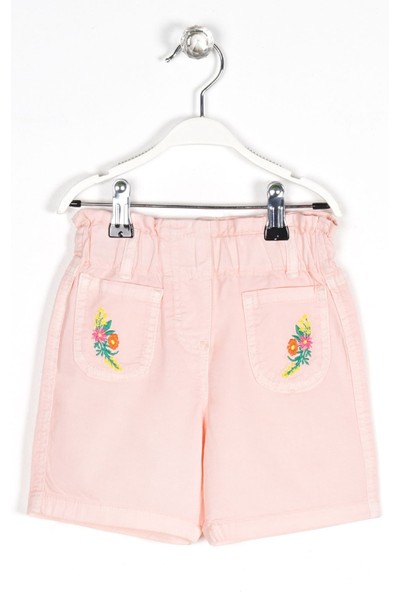 Zepkids Kız Çocuk Cepleri Çiçek Nakışlı Şort 3-7 Yaş
