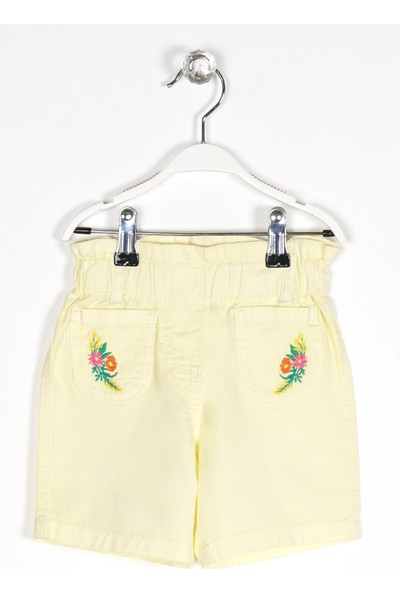 Zepkids Kız Çocuk Cepleri Çiçek Nakışlı Şort 3-7 Yaş