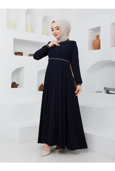 KMK Kombin Yazlık Mevlana Model Kol ve Beli Desenli Kloş Ferace Pardesü KMK Kombin Yazlık Mevlana Model Kol ve Beli Desenli Kloş Ferace Pardesü