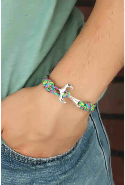 Karazona Erkek Renkli Desenli Metal Çapalı Bileklik KZ-EB2261