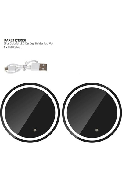 Nanopro Tüm Araçlar Ile Uyumlu Ledli Bardaklık Altı USB Şarjlı Gece Sensörü 7 Farklı Renk Nanopro Tüm Araçlar Ile Uyumlu Ledli Bardaklık Altı USB Şarjlı Gece Sensörü 7 Farklı Renk