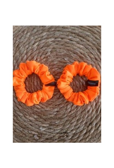 Rengarenk Neon Turuncu Mini 2'li Kadın-Çocuk Scrunchie Toka Rengarenk Neon Turuncu Mini 2'li Kadın-Çocuk Scrunchie Toka