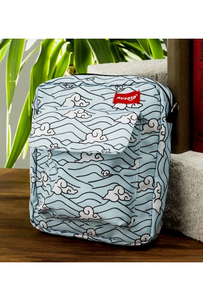 Muyoso Mavi Anime Desenli Kadın Keten Cırtlı Çapraz Çanta