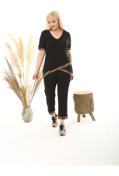 Butik Tubitak Leopar Detaylı Büyük Beden Ikili Takım Butik Tubitak Leopar Detaylı Büyük Beden Ikili Takım