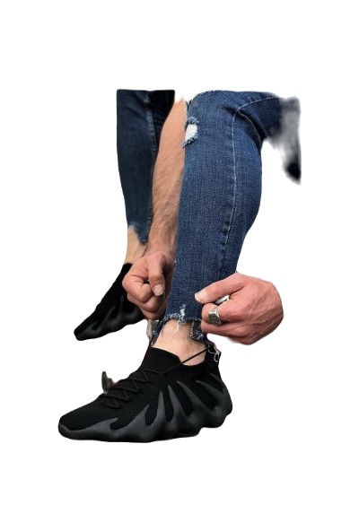 WG300 Siyah Triko Sargı Taban Casual Erkek Ayakkabı