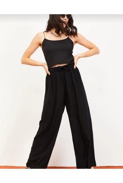Style Savor Kadın Viskon Beli Lastikli Bol Paça Pantolon