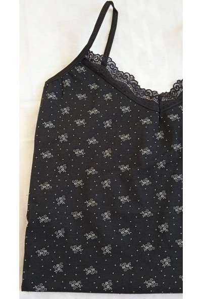 Thulia Bayan Siyah Çiçekli Dantelli Atlet