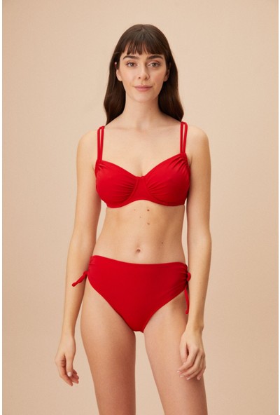 Suwen Balenli Körüklü Bağcıklı Bikini Üst