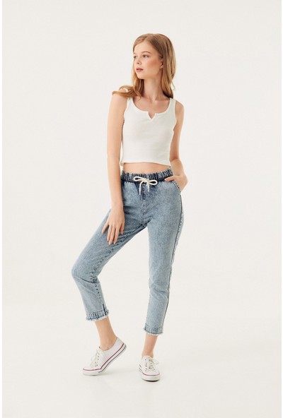 Beli Bağcıklı Duble Paça Kot Pantolon