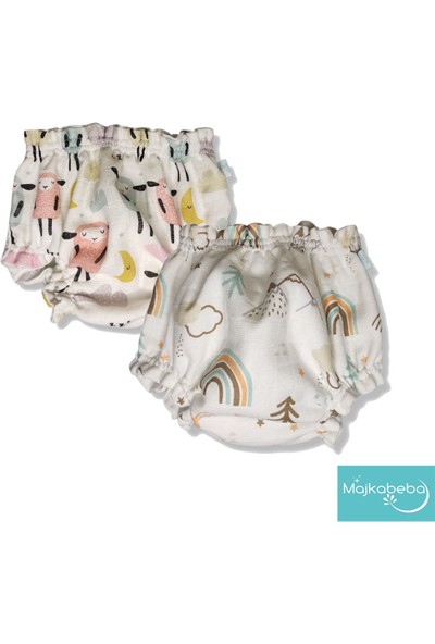 Kuzuların Sessizliği Pastel Gökkuşağı Sıvı Geçirmez Külot 2'li Alıştırma Külodu, Mayo, Şort