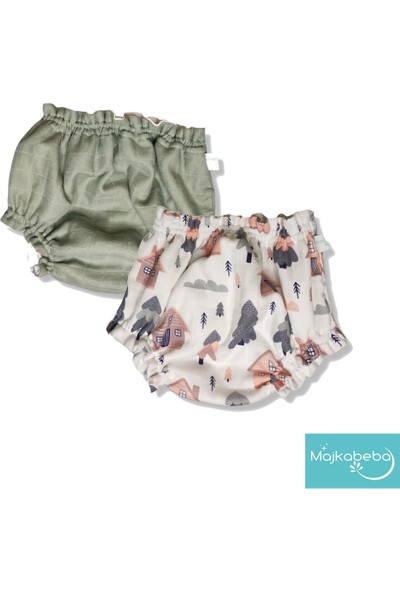 Çağla Yeşili Evler Sıvı Geçirmez Külot 2'li Alıştırma Külodu, Mayo, Şort