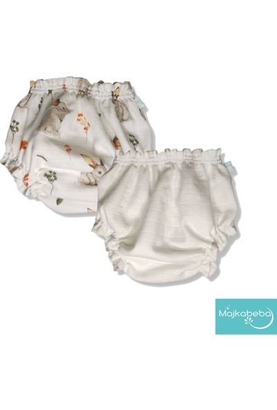 Doğadaki Tavşan Beyaz Sıvı Geçirmez Külot 2'li Alıştırma Külodu, Mayo, Şort