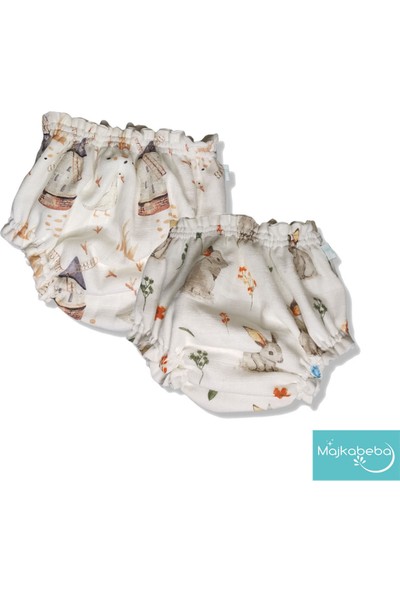 Bej Değirmenli Ördek Doğadaki Tavşan Sıvı Geçirmez Külot 2'li Alıştırma Külodu, Mayo, Şort