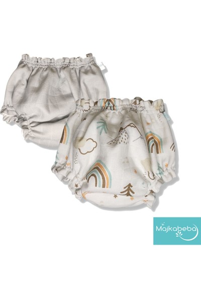 Gri Pastel Gökkuşağı Sıvı Geçirmez Külot 2'li Alıştırma Külodu, Mayo, Şort